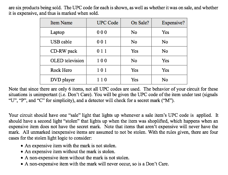 Solved Are six products being sold. The UPC code for each is | Chegg.com