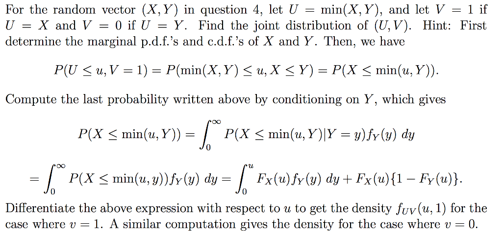 For the random vector (X,Y) in question 4, let U- | Chegg.com
