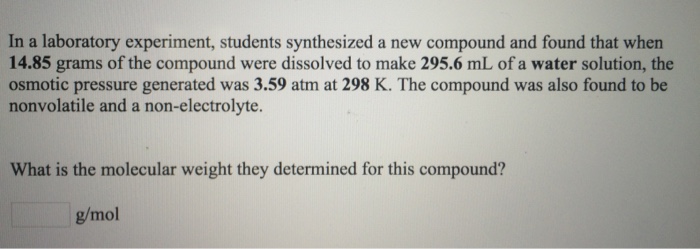 Solved In a laboratory experiment, students synthesized a | Chegg.com