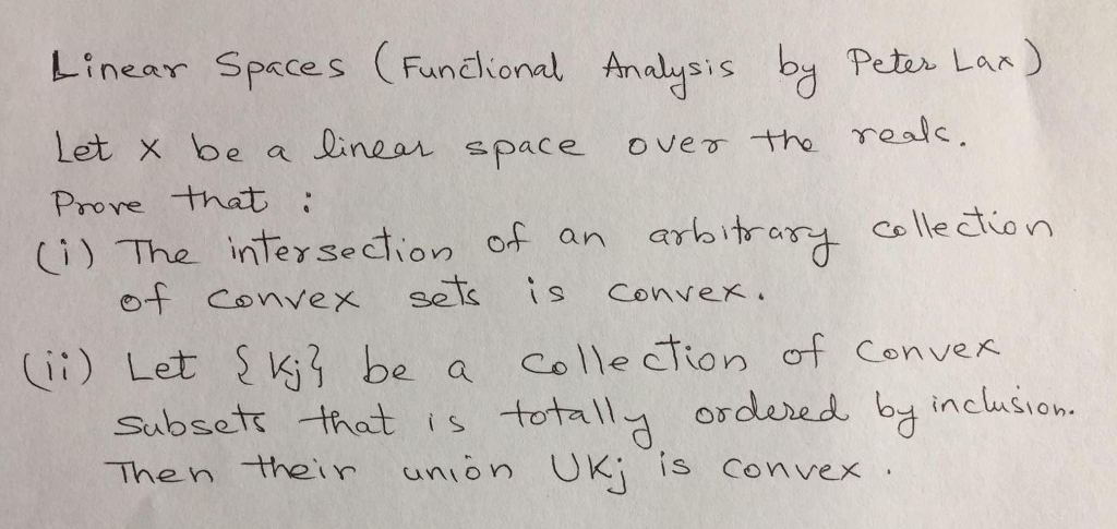 Solved Linear Spaces (Functions Analysis by Peter Lax) Let X | Chegg.com