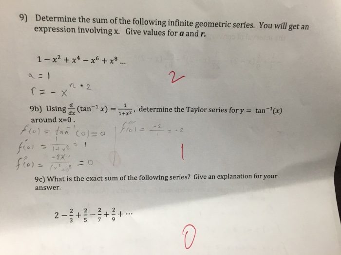 Solved Determine the sum of the following infinite geometric | Chegg.com
