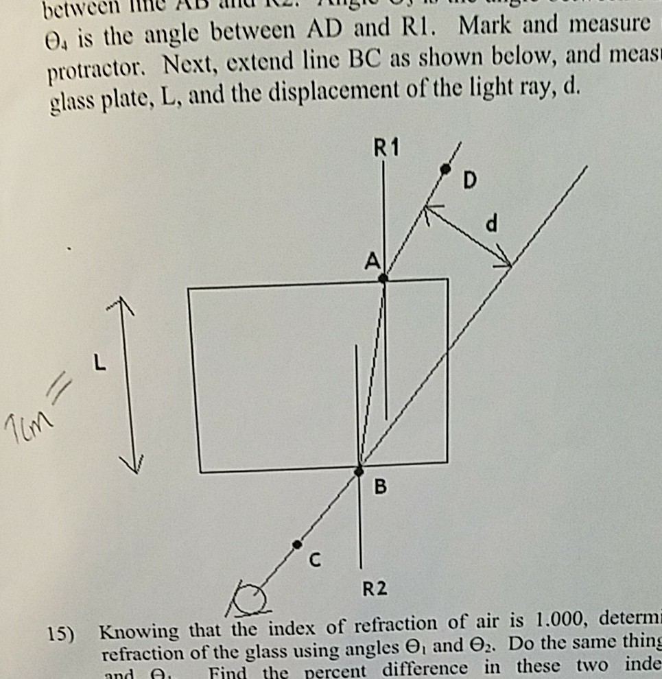 Solved 6) Using the width of the glass plate, and the | Chegg.com