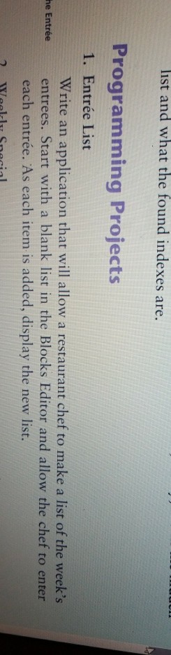 Solved list and what the found indexes are. Programming | Chegg.com