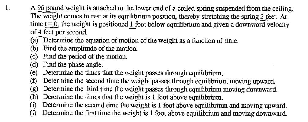 Solved A 96 pound weight is attached to the lower end of a | Chegg.com