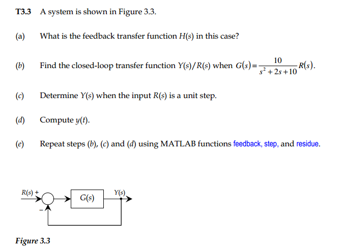 Solved A system is shown in Figure 3.3. What is the | Chegg.com