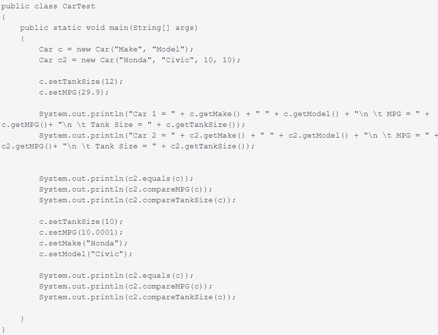 Solved Define a Car class. Write the class in NetBeans and | Chegg.com