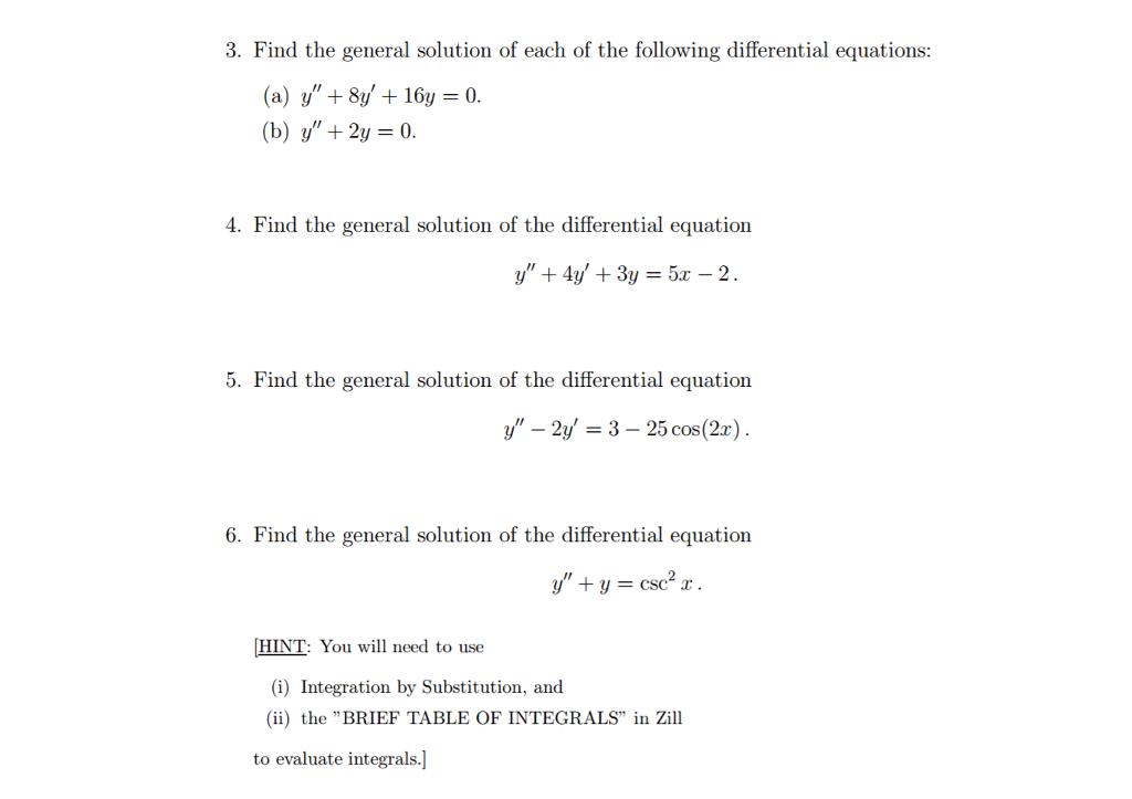 Solved Find the general solution of each of the following | Chegg.com