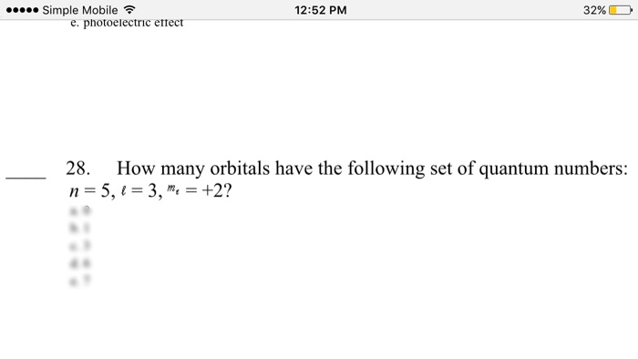 Solved How Many Orbitals Have The Following Set Of Quantum