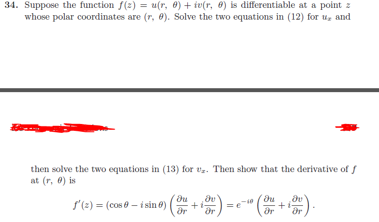 Solved Suppose the function f(z) = u(r, theta) + iv(r, | Chegg.com