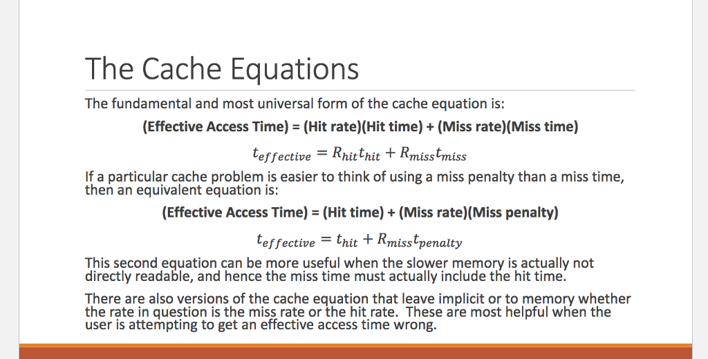 Memory Performance: Cache Equations Consider a | Chegg.com