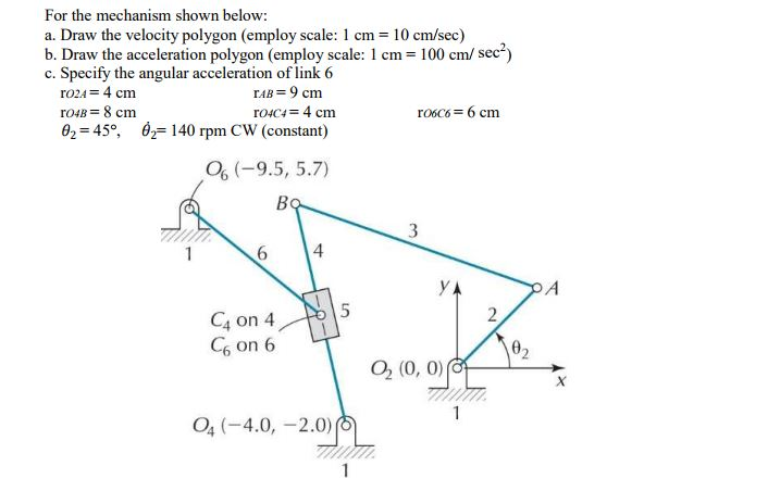 Solved For the mechanism shown below: a. Draw the velocity | Chegg.com