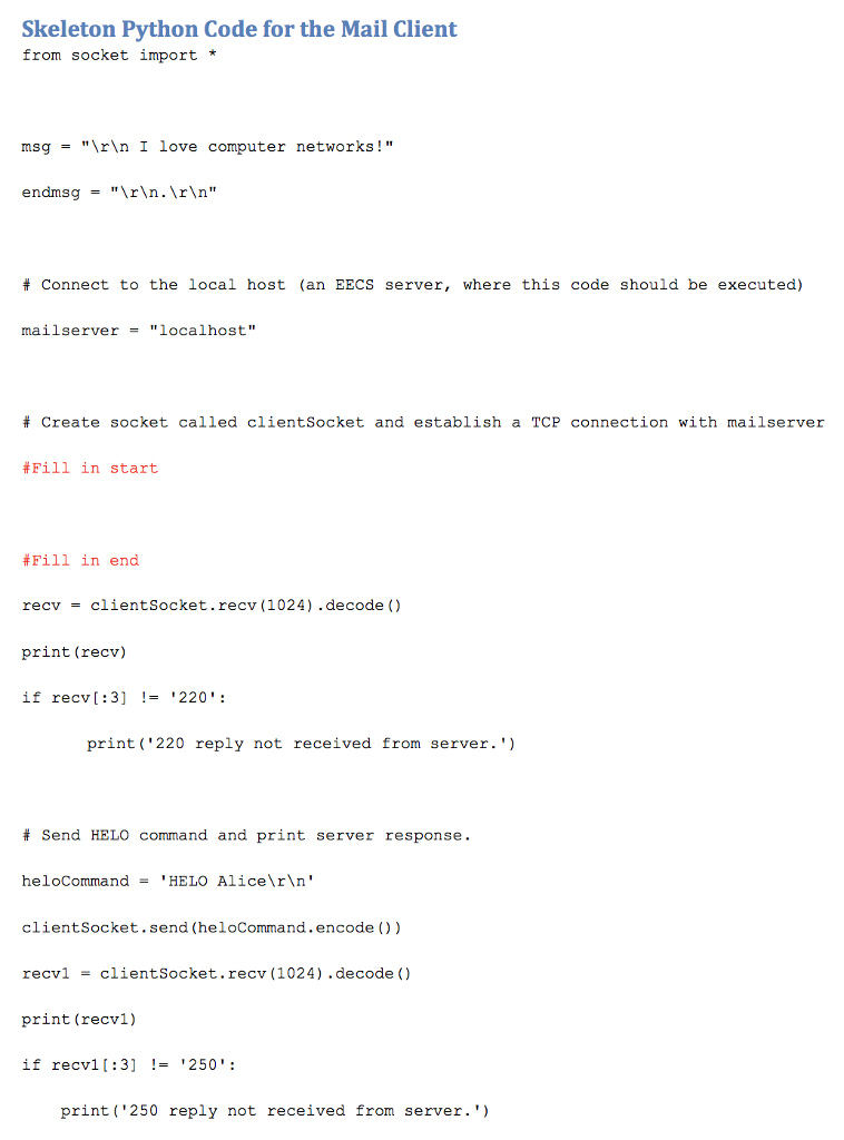 Solved Your task is to develop a simple mail client that | Chegg.com