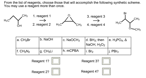 Solved From the list of reagents, choose those that will | Chegg.com