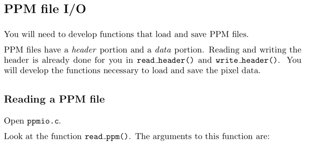 PPM file I/O You will need to develop functions that | Chegg.com