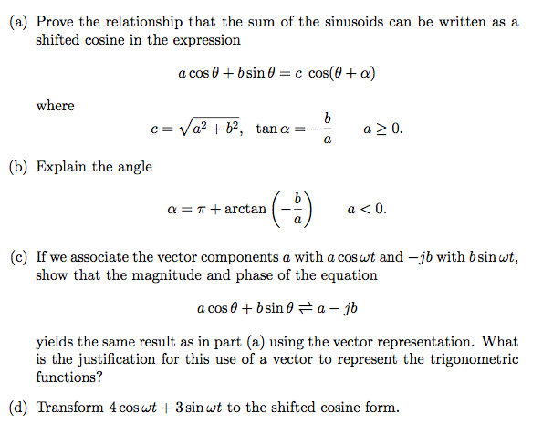 Prove the relationship that the sum of the sinusoids | Chegg.com