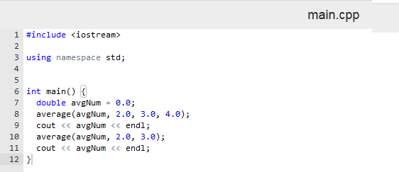 Solved Write a void function average that can calculate the | Chegg.com
