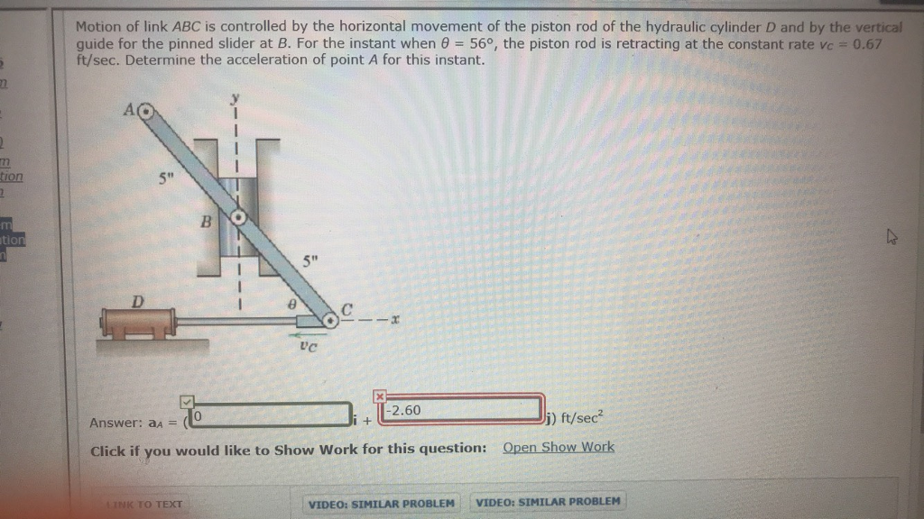 Solved Motion of link ABC is controlled by the horizontal | Chegg.com