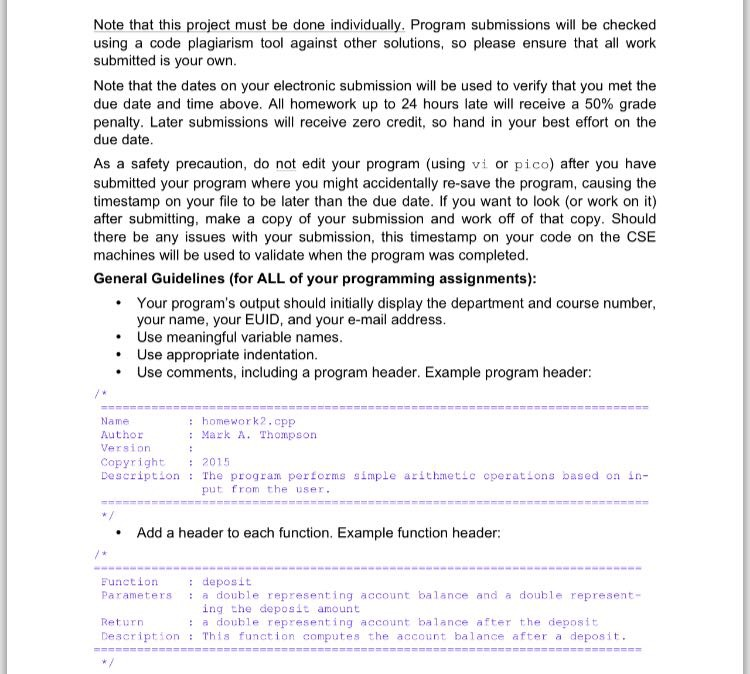 Solved PROGRAM DESCRIPTION: The purpose of this programming | Chegg.com