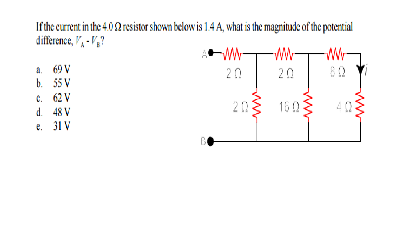 Solved If the current in the 4.0 fi resistor shown below is | Chegg.com