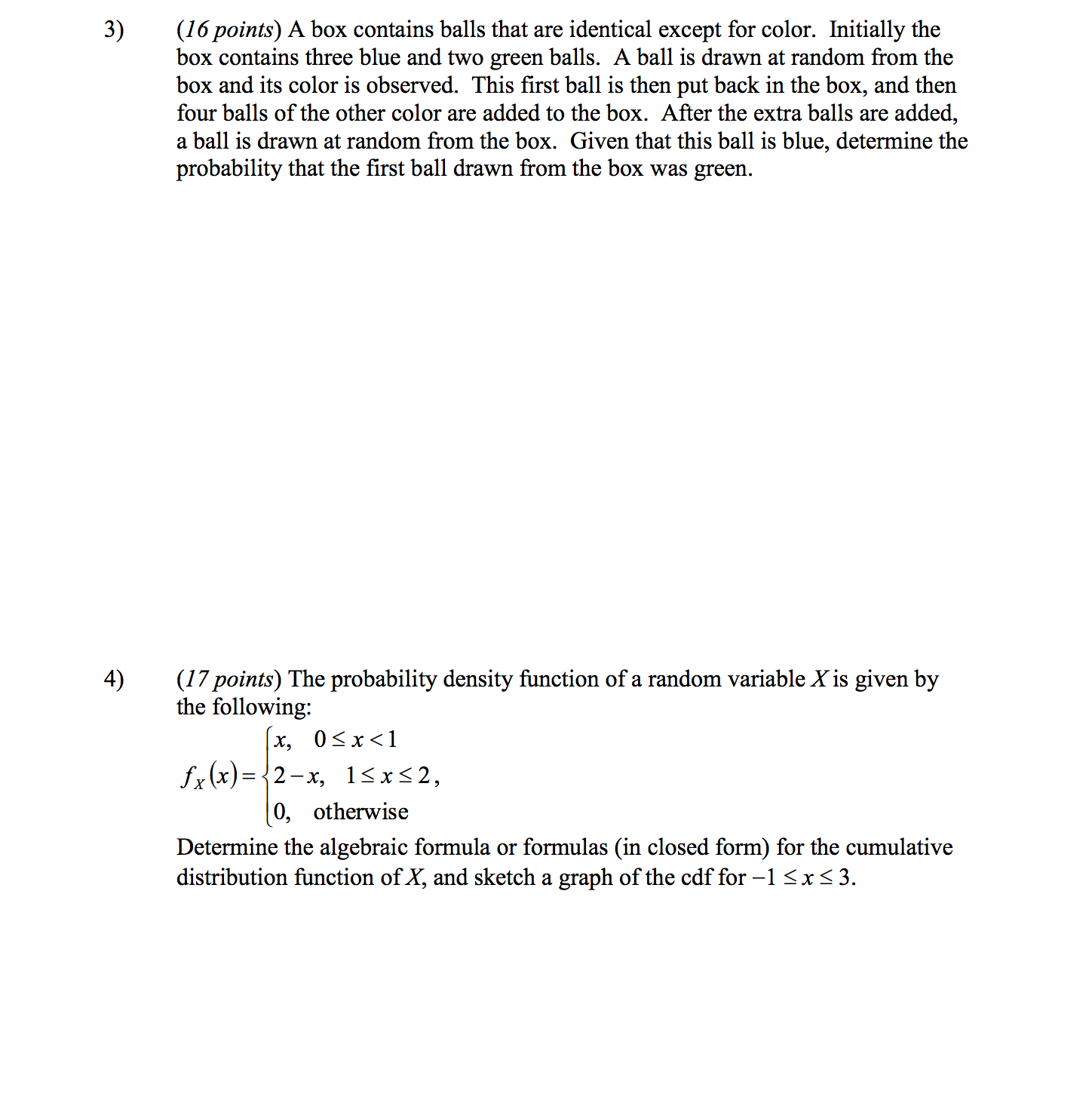 Solved The probability density function of a random variable | Chegg.com