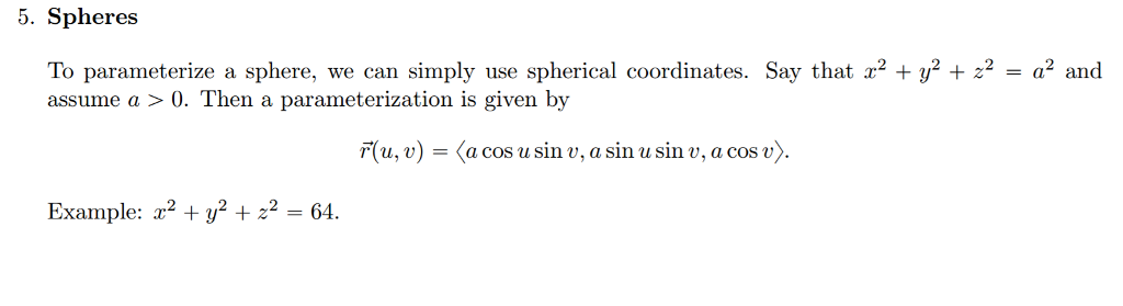 Solved For each example, state the parameterization that you | Chegg.com
