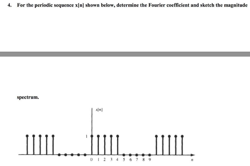 Solved For the periodic sequence x[n] shown below, determine | Chegg.com