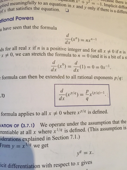 Solved d/dx(xn) = nxn - 1 d/dx(x0) = d/dx(1) = 0 = 0x-1. | Chegg.com