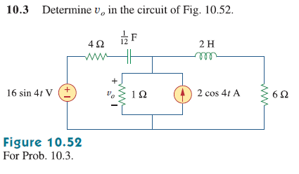 Solved 10.3 Determine v0 in the circuit of Fig. 10.52. | Chegg.com