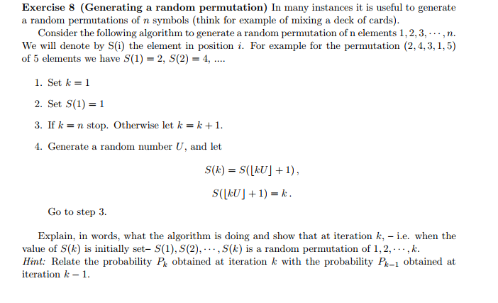 Exercise 8 Generating A Random Permutation In Many