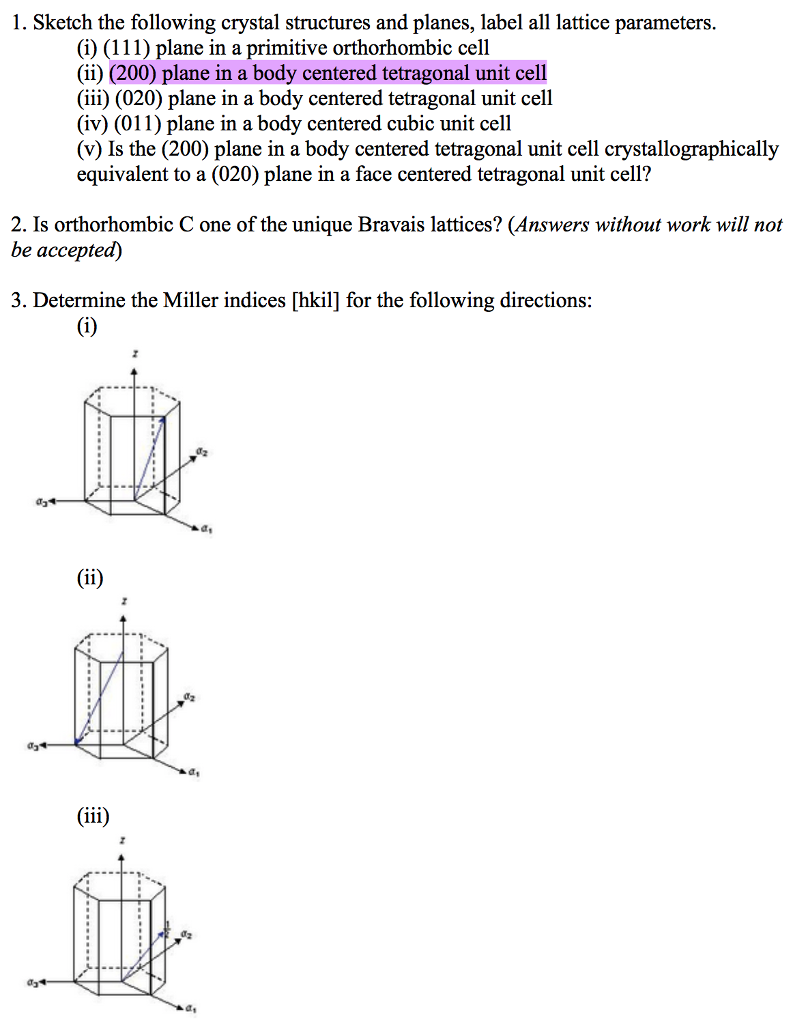 Solved Sketch the following crystal structures and planes, | Chegg.com