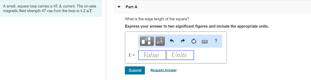Solved A small, square loop carries a 45 A current. The | Chegg.com