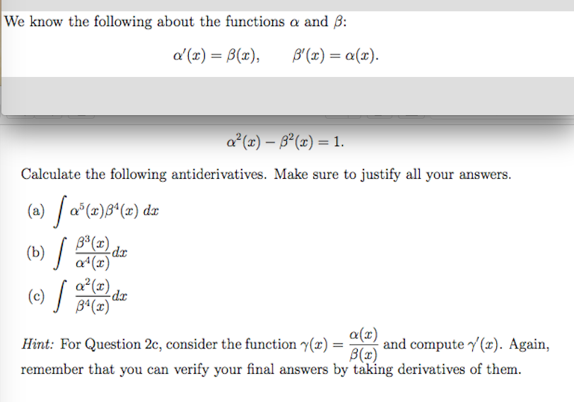 Solved We know the following about the functions alpha and | Chegg.com