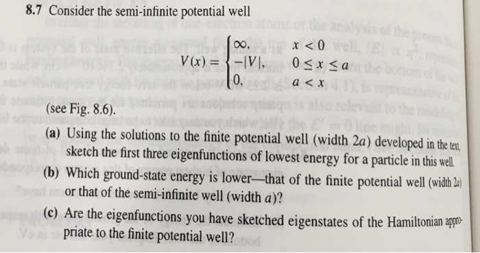 Solved Consider the semi-infinite potential well V(x) = | Chegg.com