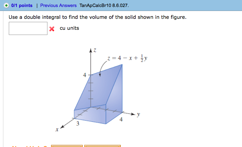 Solved Use a double integral to find the volume of the solid | Chegg.com