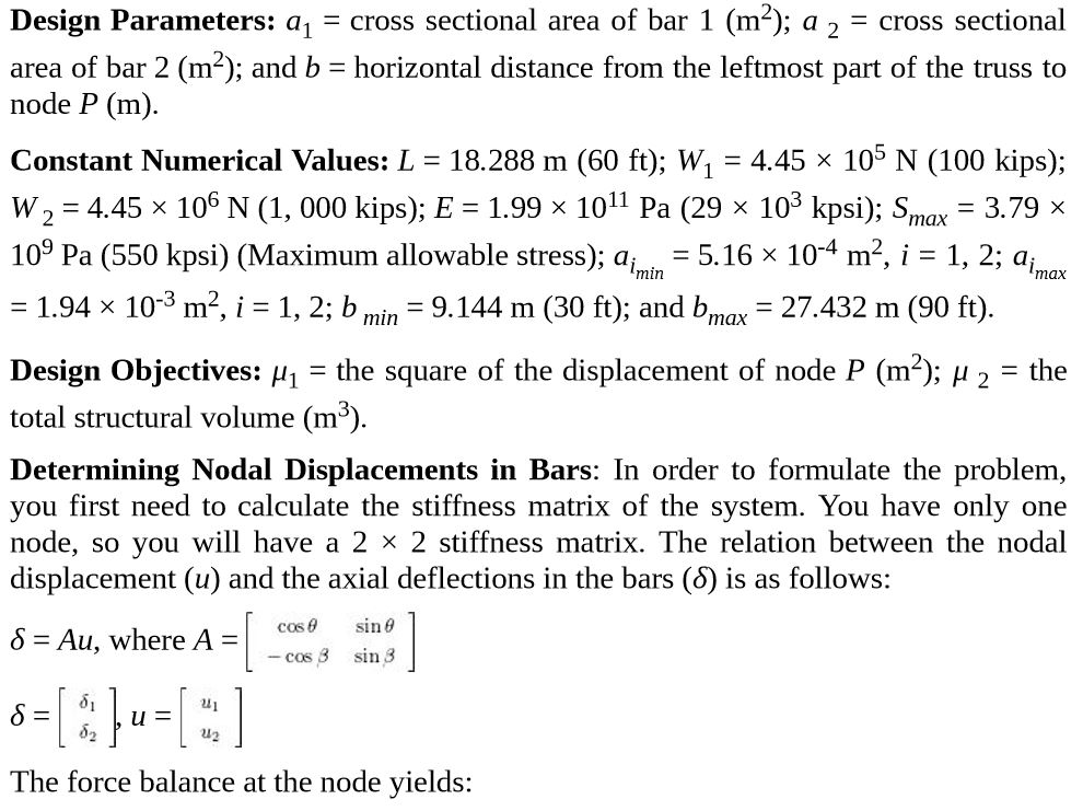 Optimization Of A Simple Two Bar Truss Minimize The
