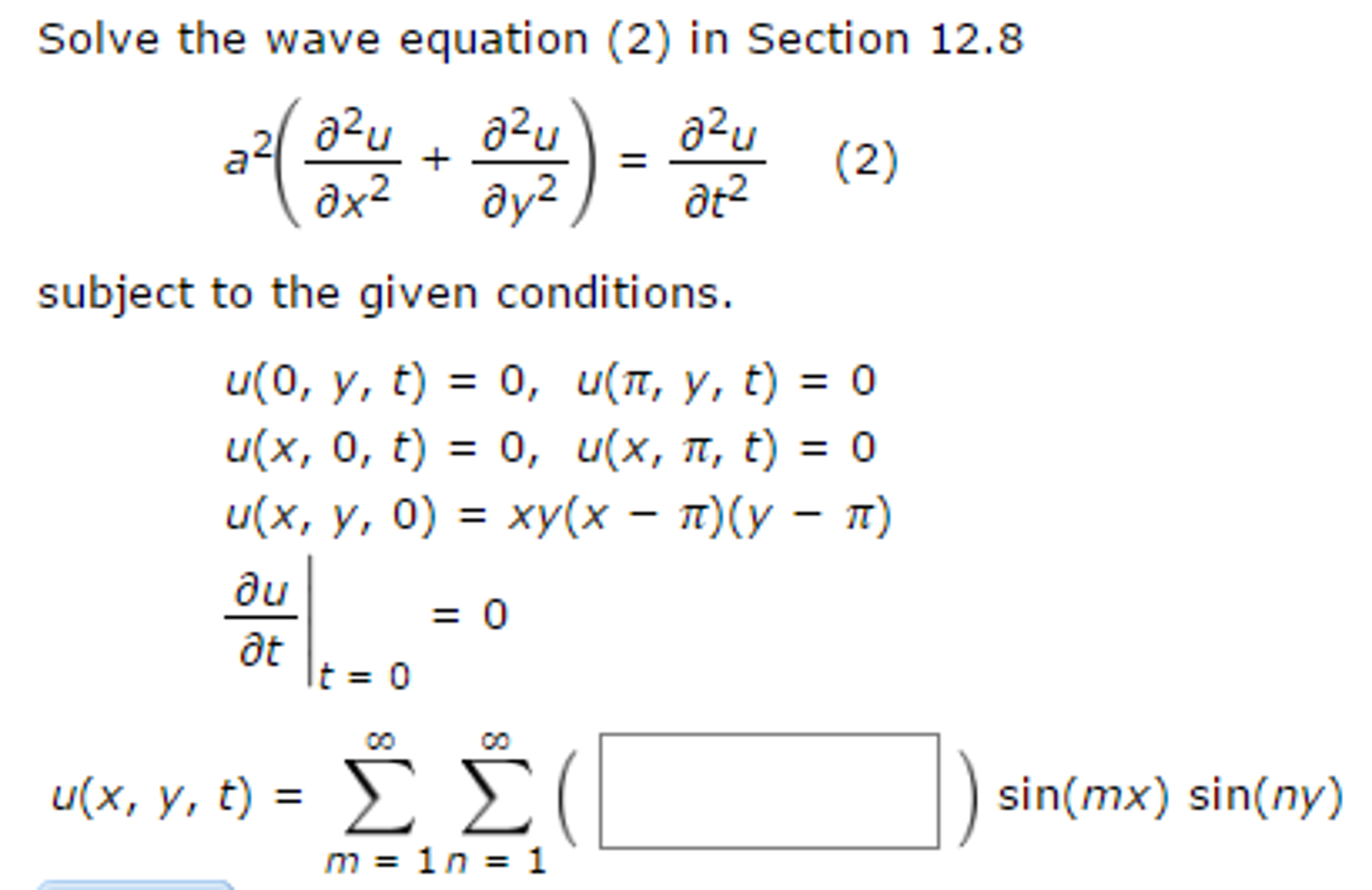 Solved Solve the wave equation (2) in Section 12.8 | Chegg.com