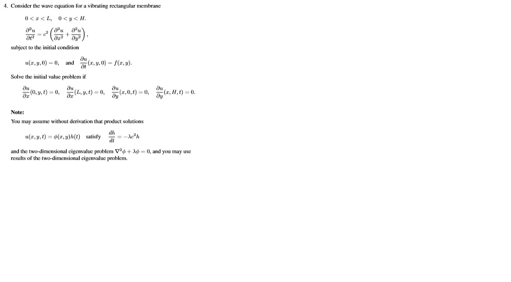 Solved 4. Consider the wave equation for a vibrating | Chegg.com