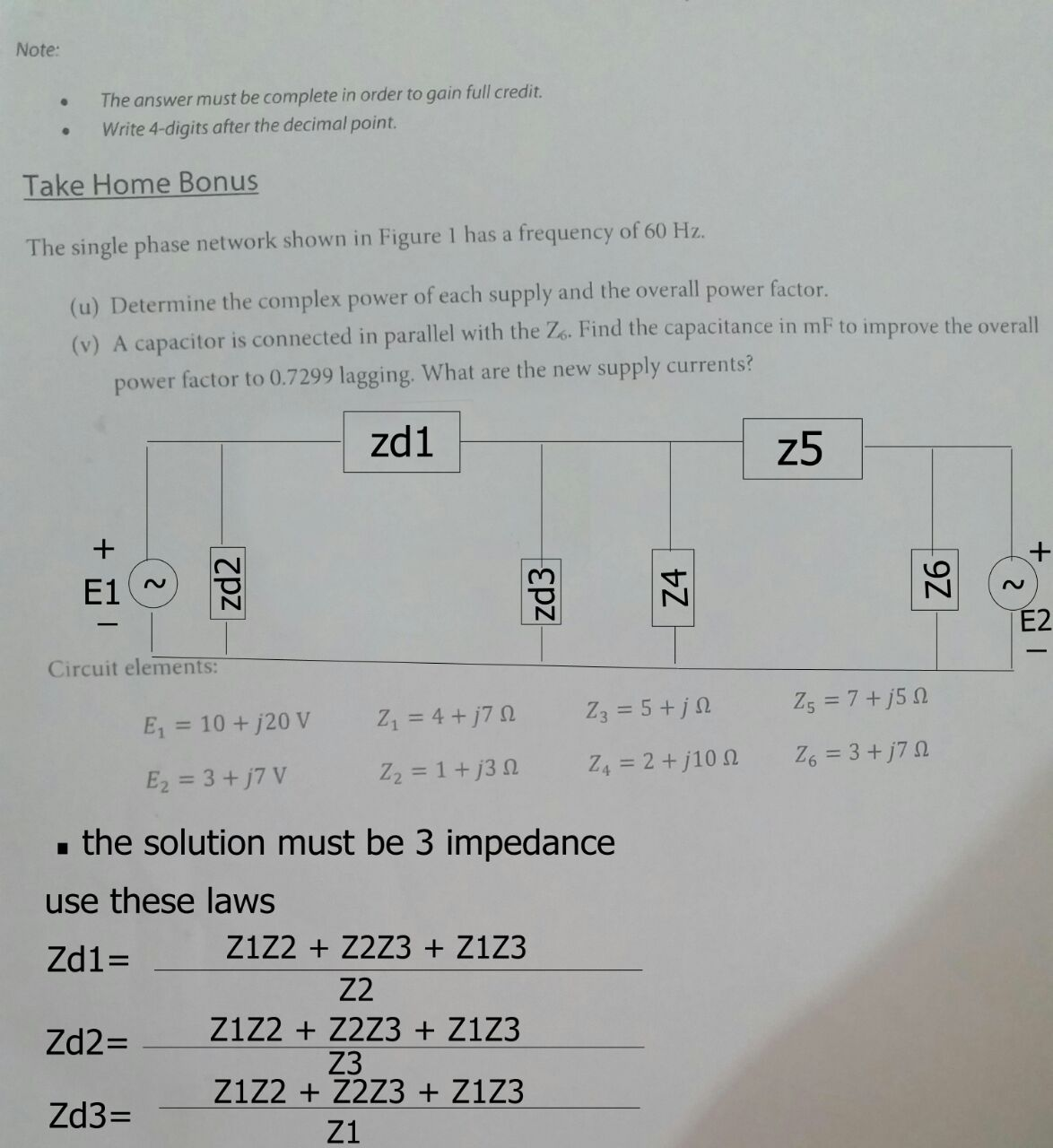 Solved The single phase network shown in Figure 1 has a | Chegg.com