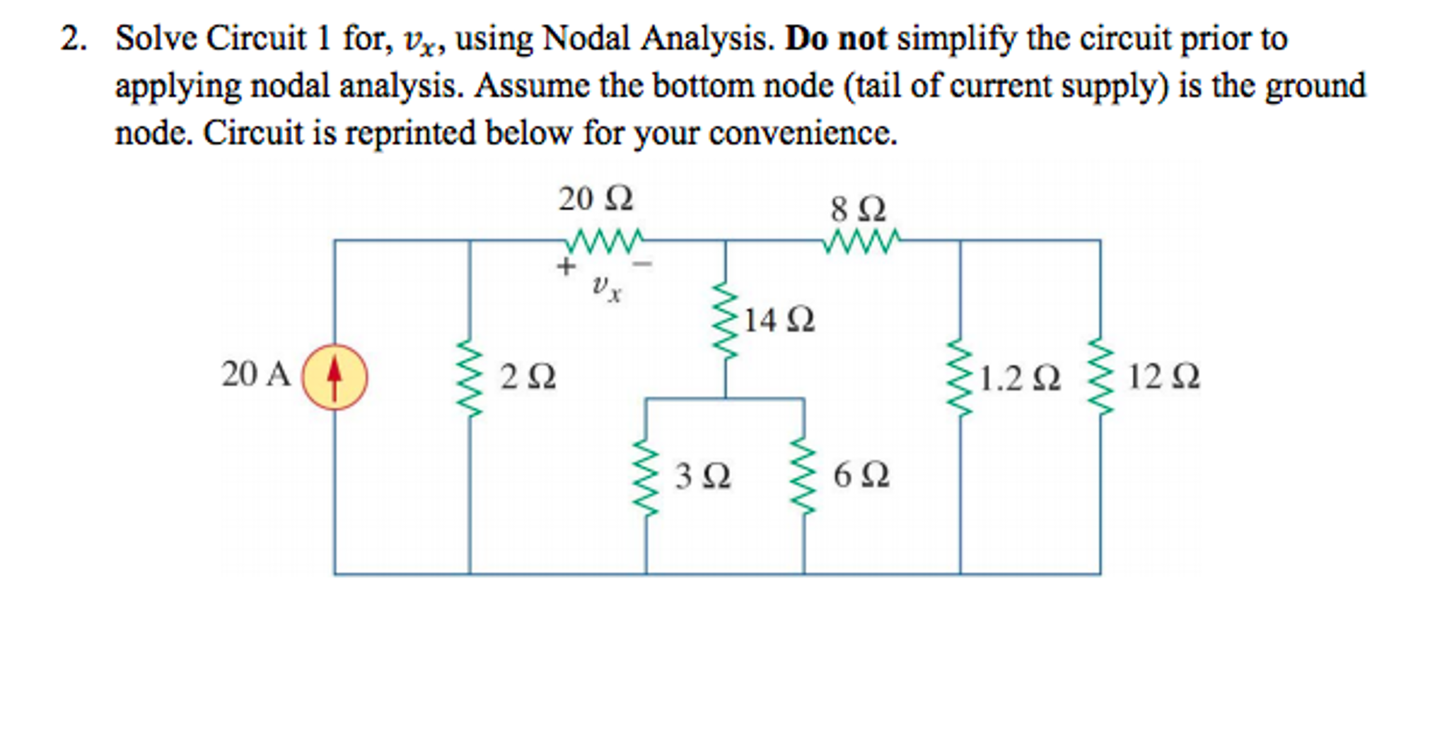 Solved Solve Circuit 1 for, v_x, using Nodal Analysis. Do | Chegg.com Solved Solve Circuit 1 for, v_x, using Nodal Analysis. Do | Chegg.com