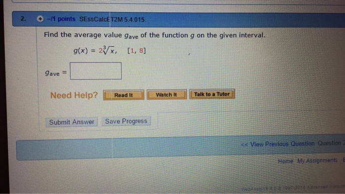 Solved Find the average value g_ave of the function g on the | Chegg.com
