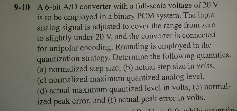 Solved 9-10 A 6-bit A/D converter with a full-scale voltage | Chegg.com