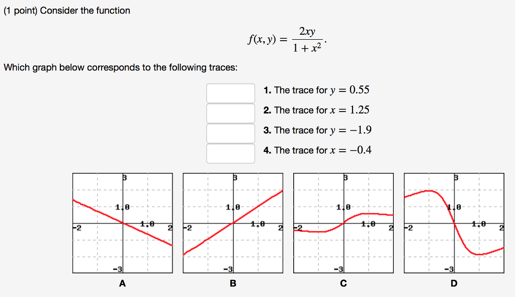 Solved Consider the function f(x, y) = 2xy/1 + x^2. Which | Chegg.com
