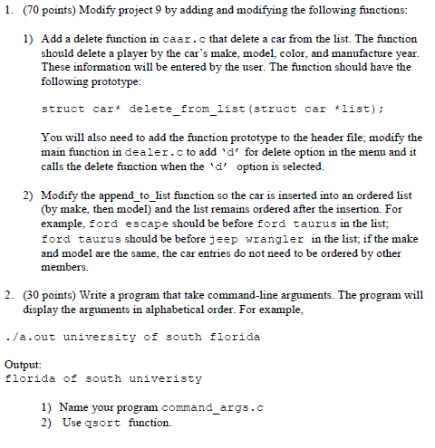 Solved **MUST BE DONE IN C PROGRAMMING LANGUAGE*** Please | Chegg.com
