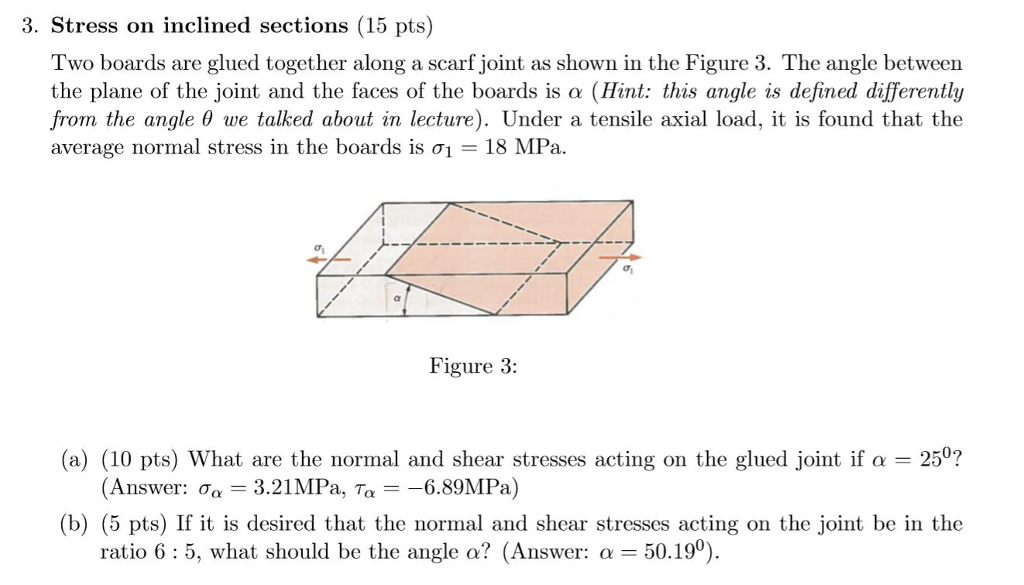 Solved 3. Stress on inclined sections (15 pts) Two boards | Chegg.com