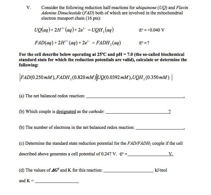 Solved Consider The Following Reduction Half Reactions For