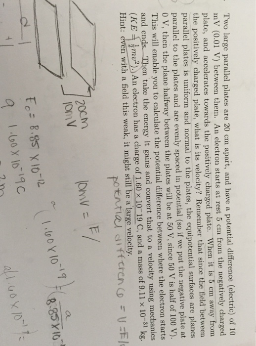 Solved Two large parallel plates are apart, and have a | Chegg.com