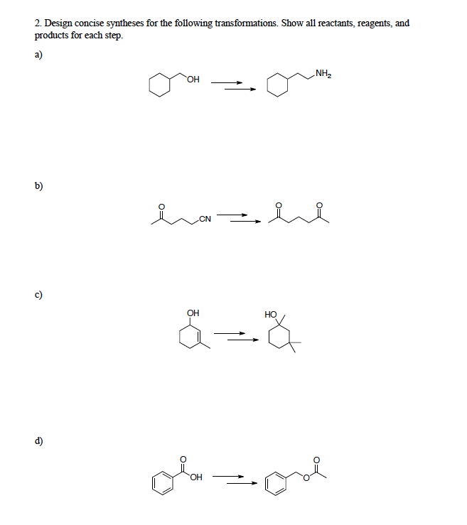 Solved 2. Design concise syntheses for the following | Chegg.com