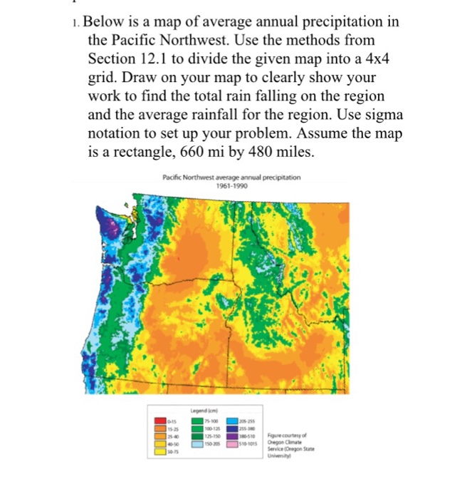 Below is a map of average annual precipitation in the | Chegg.com