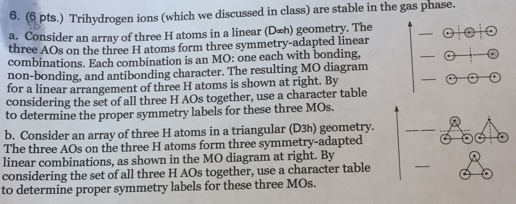 Trihydrogen ions (which we discussed in class) are | Chegg.com