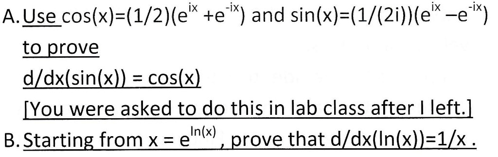 Solved Use cos(x)=(l/2)(e^ix +e^ix) and sin(x)=(lf(2i))(e^ix | Chegg.com